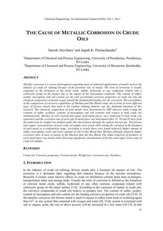 The Cause of Metallic Corrosion in Crude Oils | PDF
