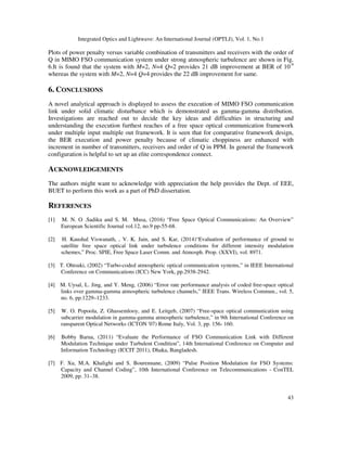 ANALYTICAL PERFORMANCE EVALUATION OF A MIMO FSO COMMUNICATION SYSTEM ...