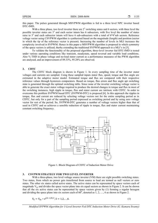 Modified Svpwm Algorithm For 3 Level Inverter Fed Dtc Induction Motor