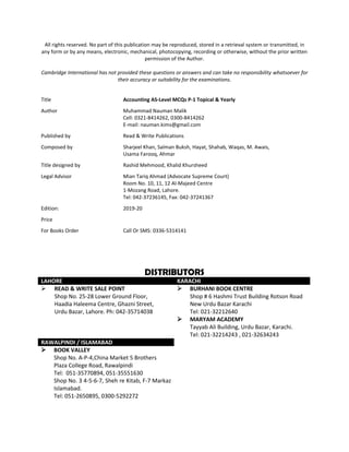 Accounting A Level paper 1 mcqs topical book | PDF