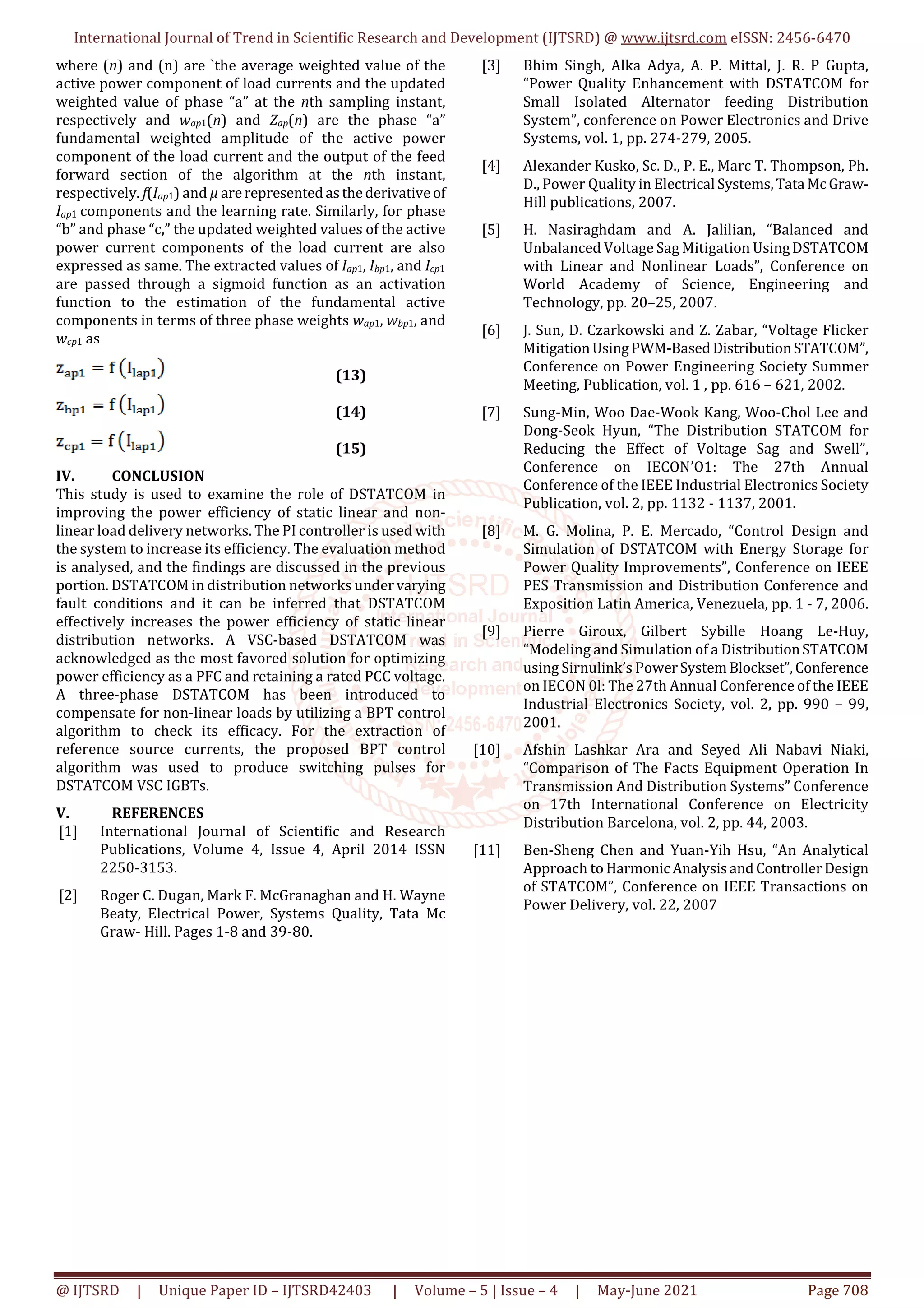 A Review On Optimization Techniques For Power Quality Improvement Using Dstatcom Neural Network
