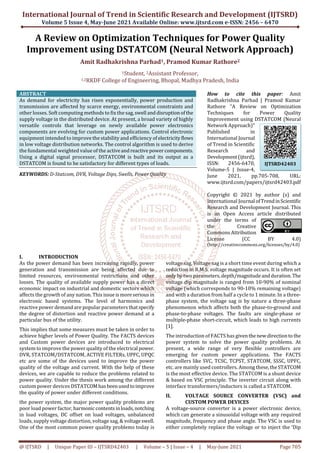A Review on Optimization Techniques for Power Quality Improvement using DSTATCOM Neural Network ...