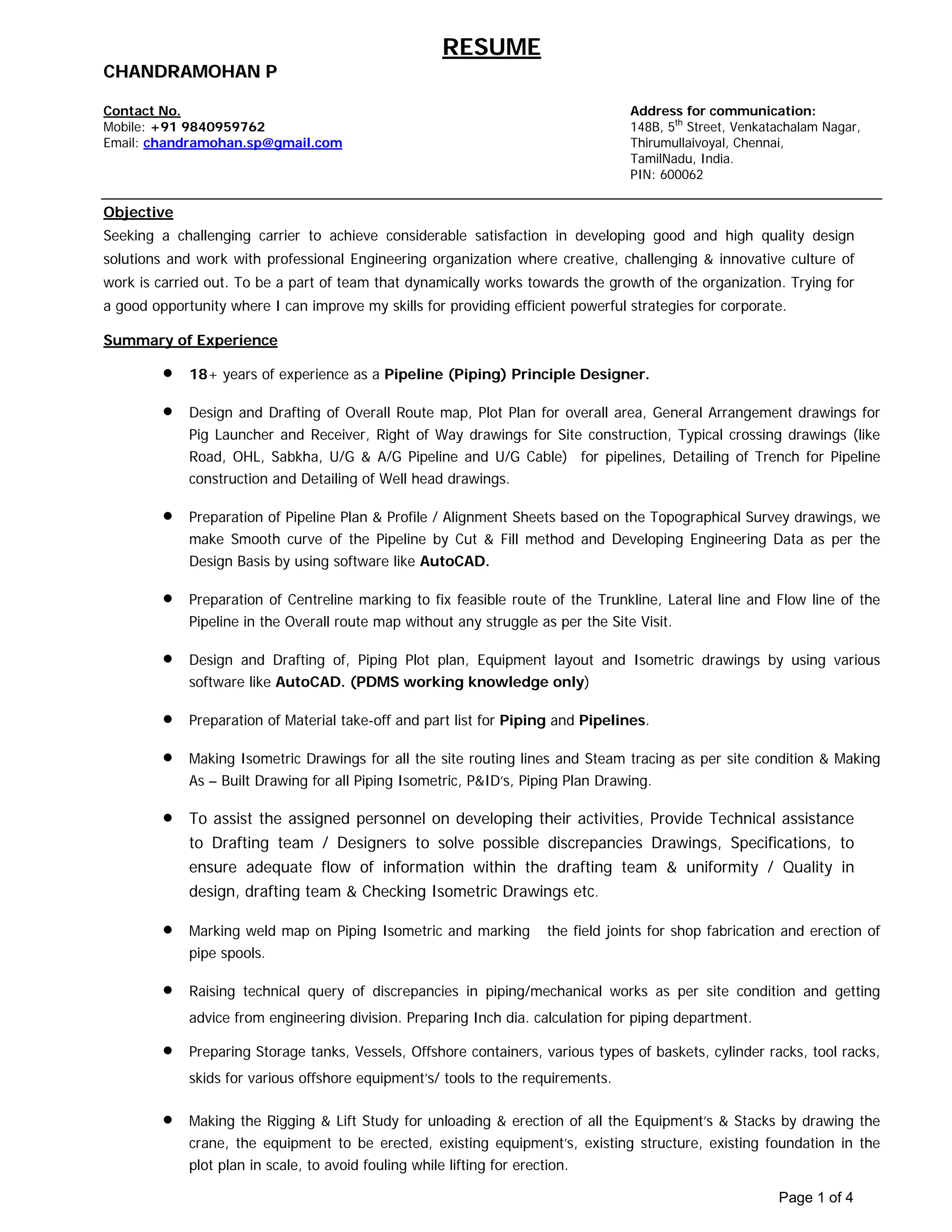 Resume for Pipeline Designer | PDF