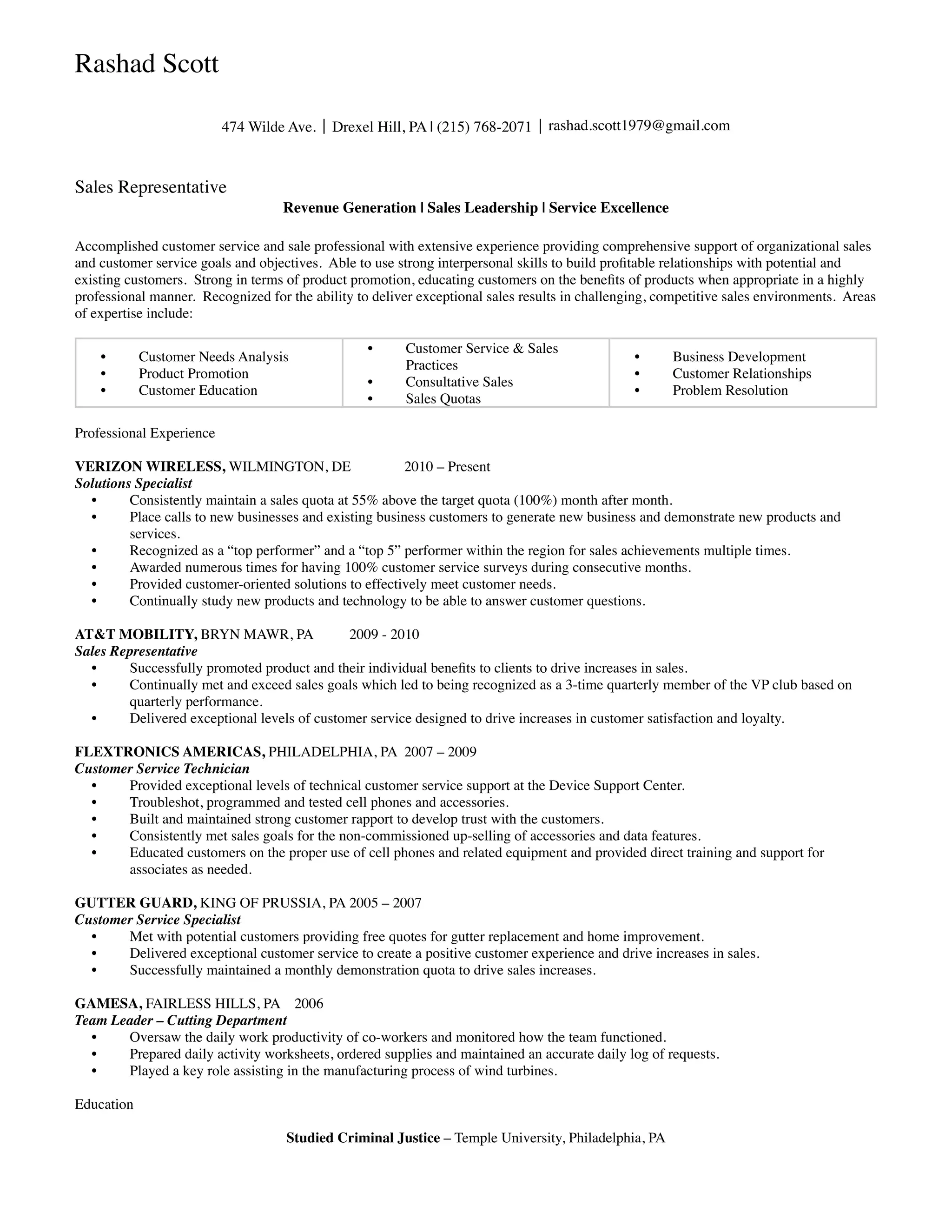 Rashad Scott Resume (1) | PDF | Sales | Business
