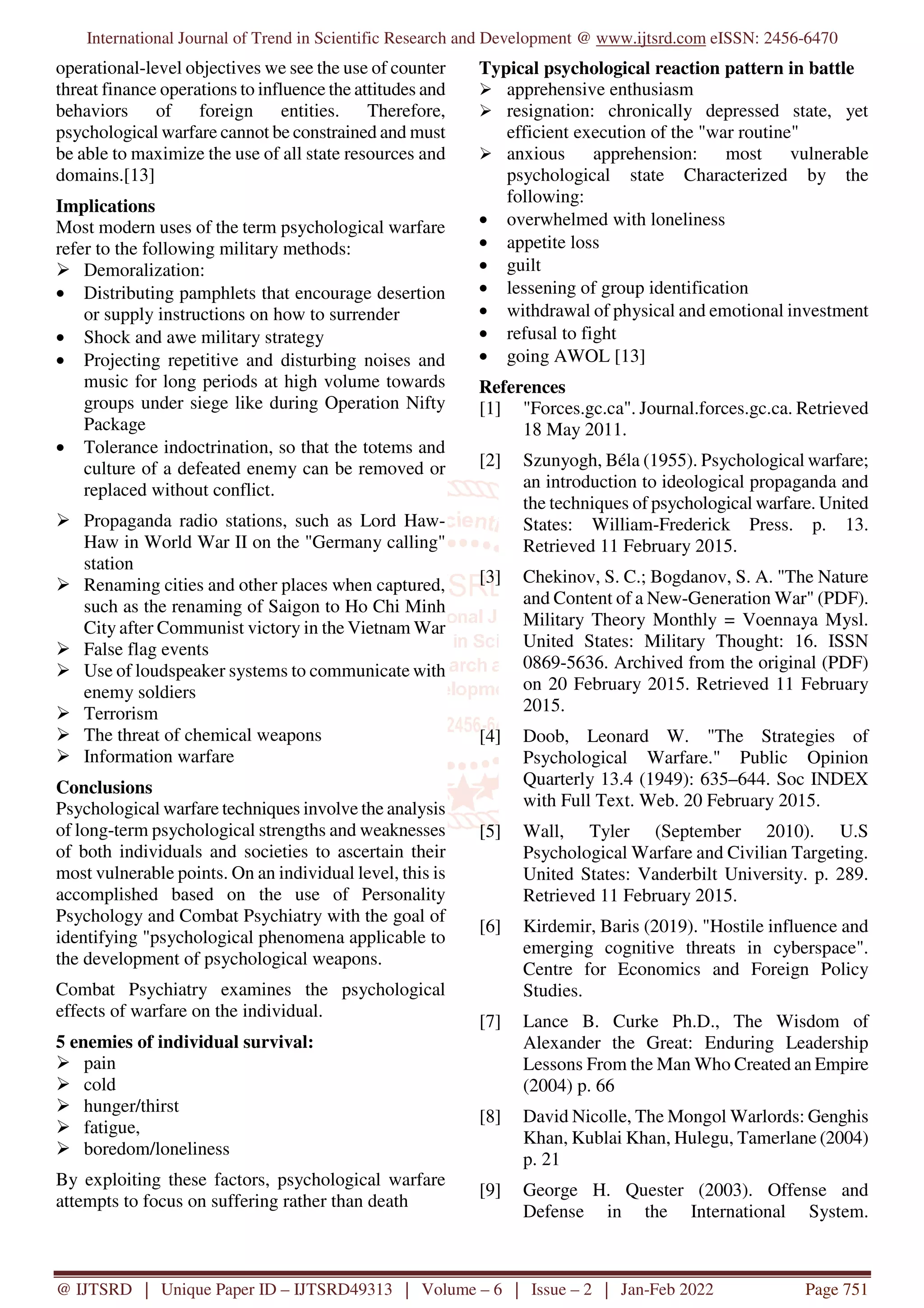 Concept, Functions and Limitations of Psychological War | PDF