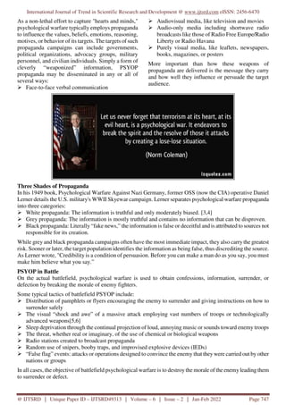 Concept, Functions and Limitations of Psychological War | PDF