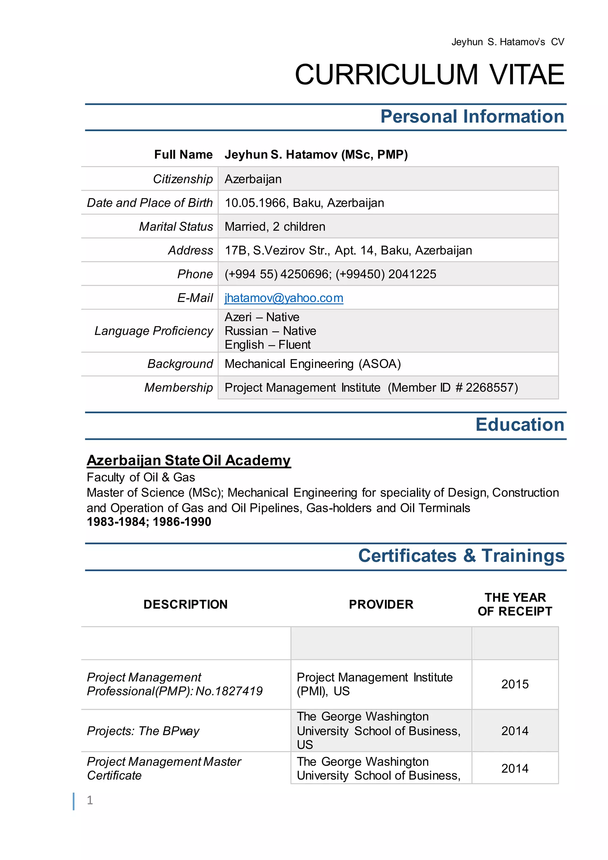 JH CV | DOCX | Civil Engineering Industry | Industries