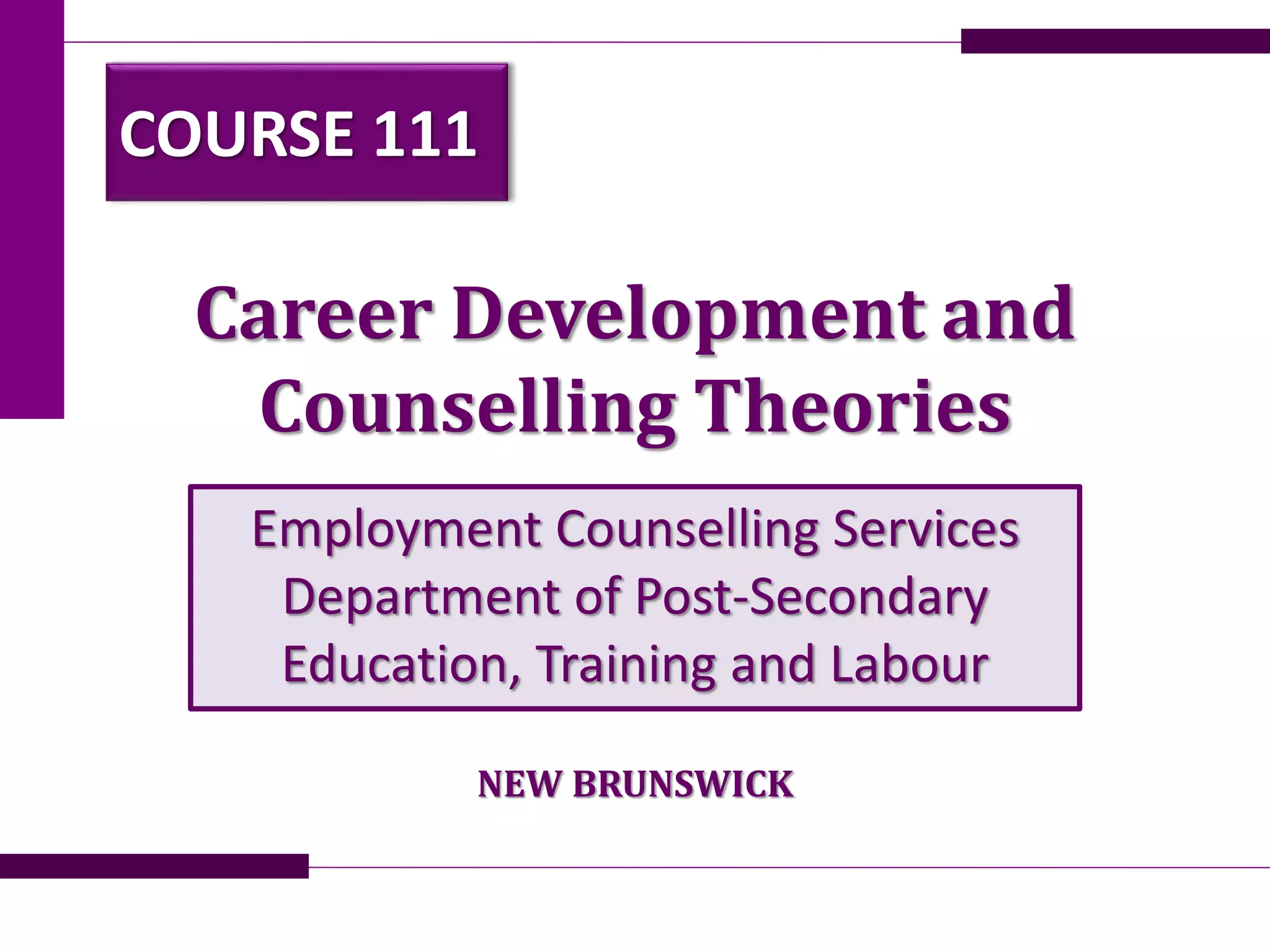 Career Development and Counselling Theories | PPTX