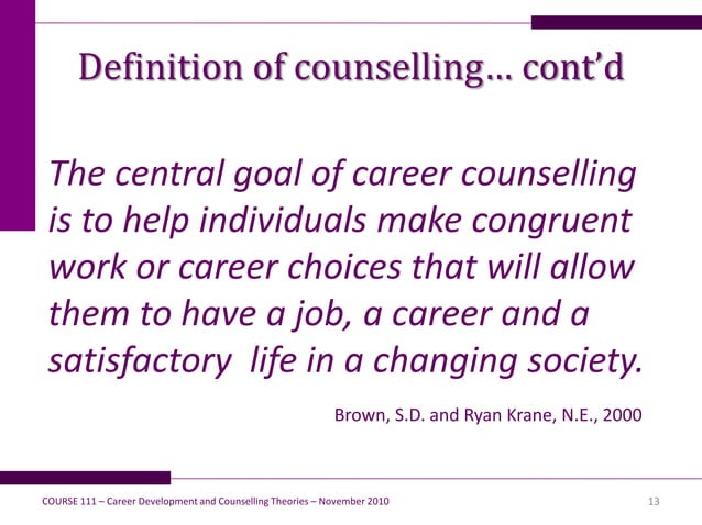 Career Development and Counselling Theories | PPT