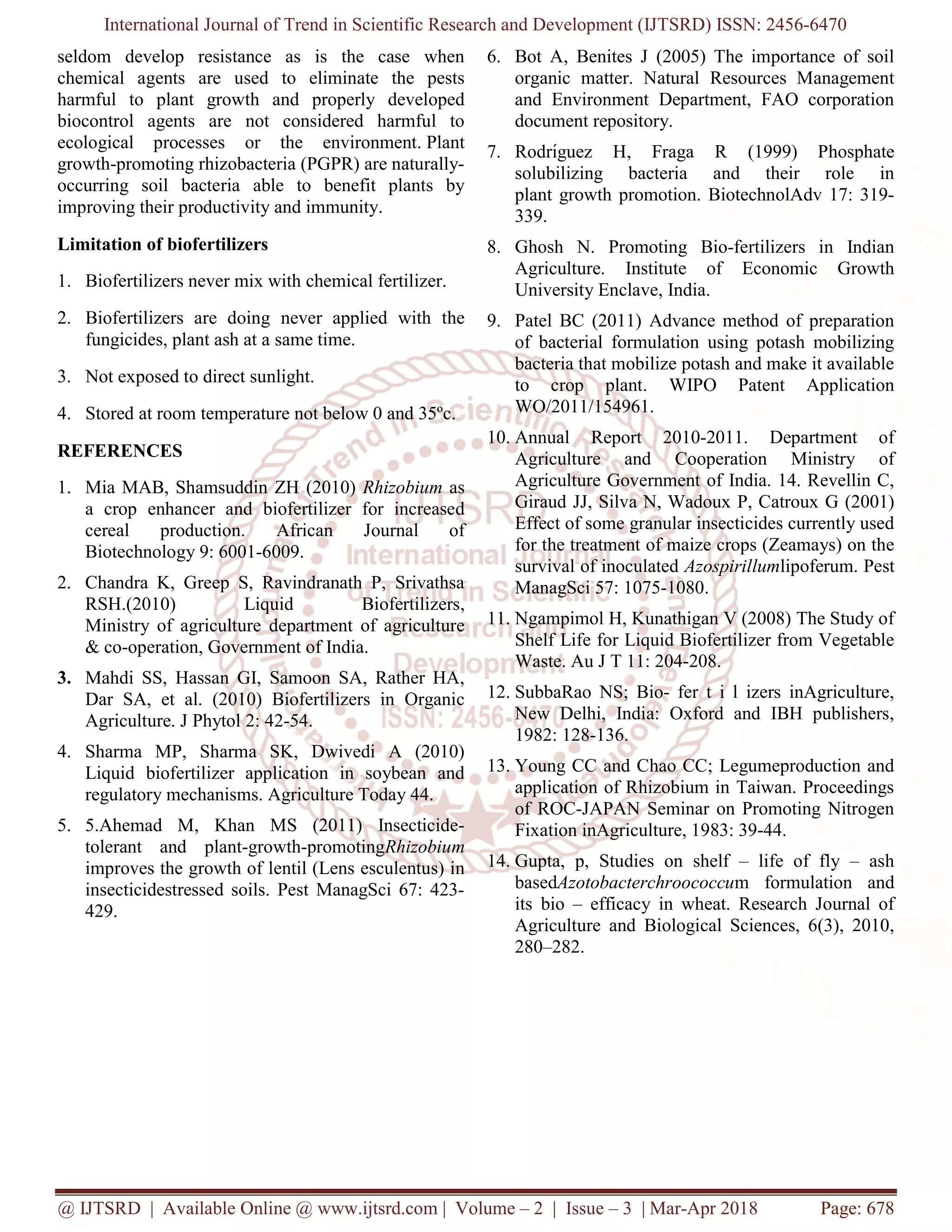 Liquid Microbial Biofertilizers (LMF) for enhancing soil fertility '“ A ...
