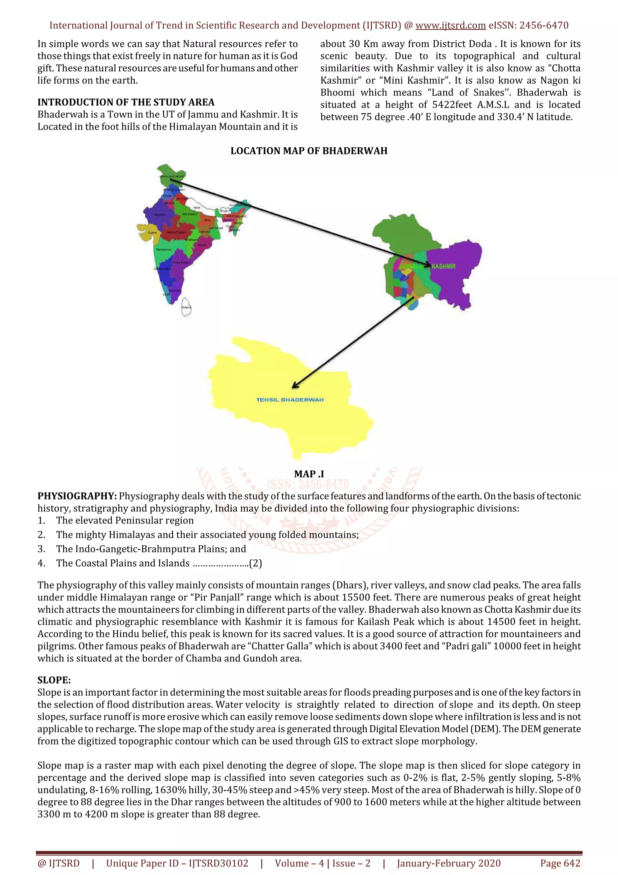 Mapping of Natural Resources and Creation of Database of Natural ...