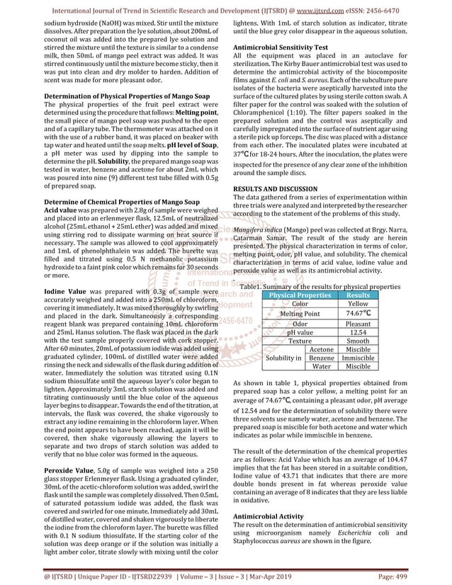 Pontential Germicidal Soap of Mangifera Indica Linn. Mango Fruit Peel ...