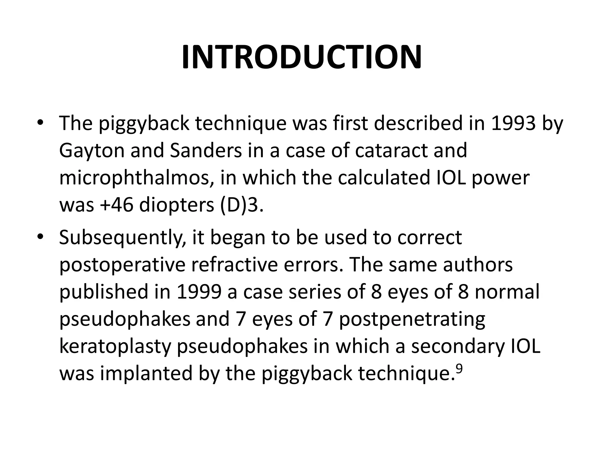 Secondary Piggyback Iol Implantation For Correction Of Residual ...