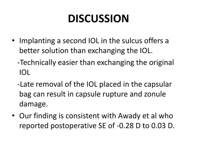 Secondary Piggyback Iol Implantation For Correction Of Residual ...