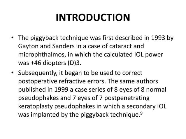 Secondary Piggyback Iol Implantation For Correction Of Residual ...