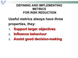 112 risk- metrics for risk reduction | PPT