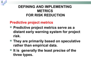 112 risk- metrics for risk reduction | PPT