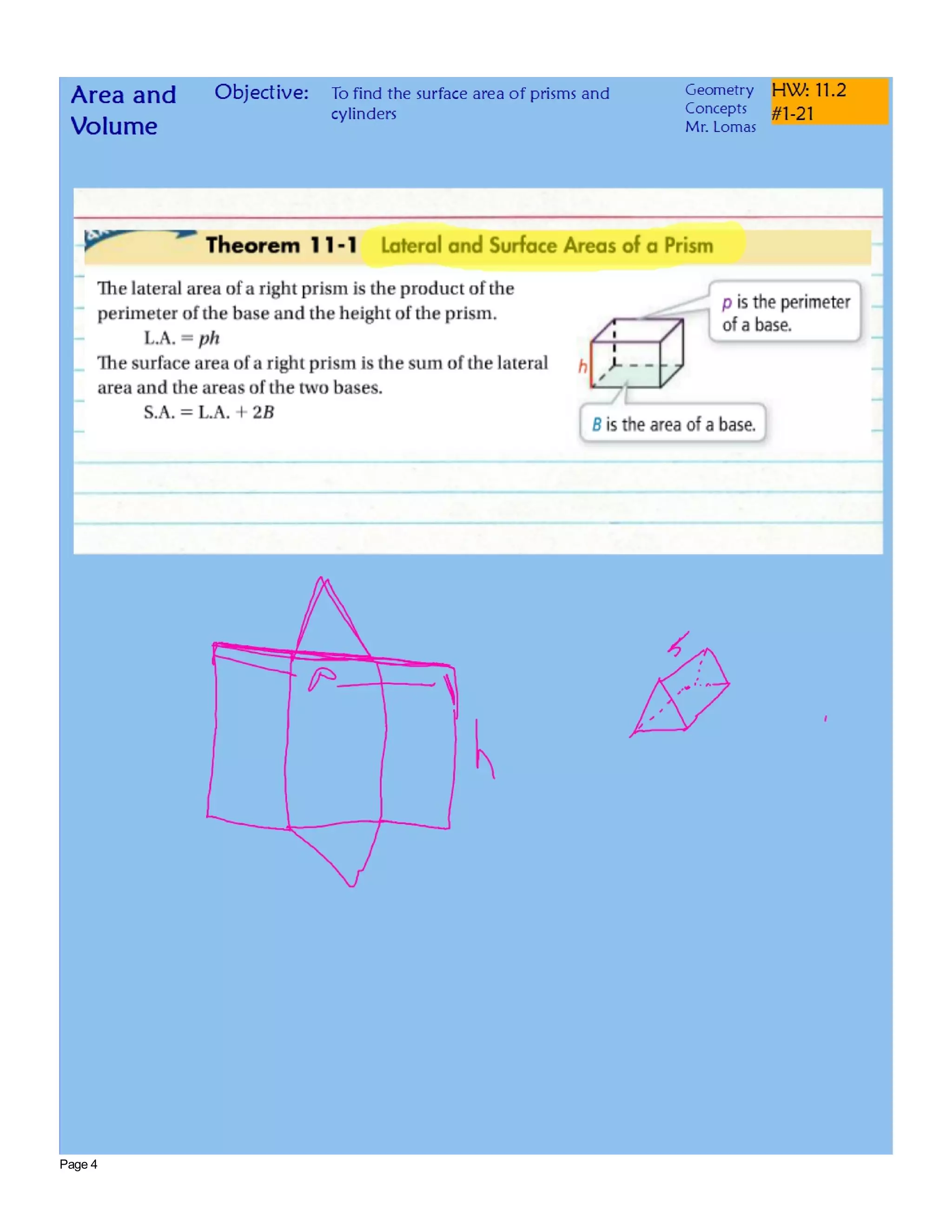 11-2 Surface Areas of Prisms and Cylinders Concepts.pdf