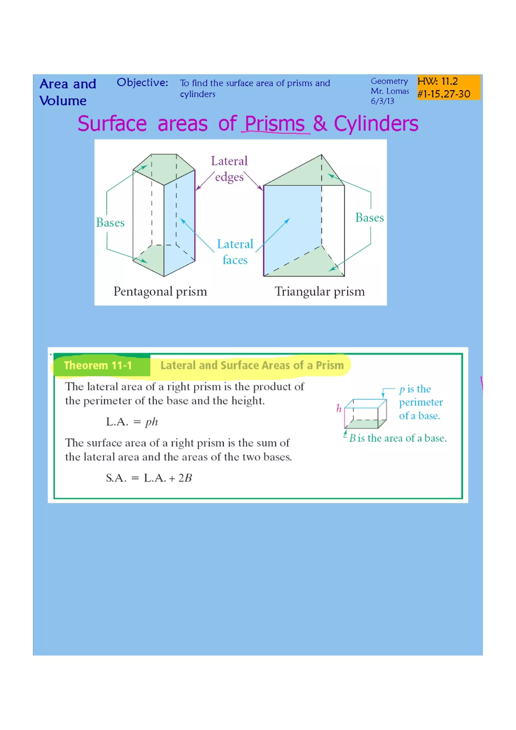 11-2 Surface Areas of Prisms and Cylinders.pdf