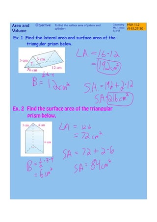 11-2 Surface Areas of Prisms and Cylinders.pdf | Physics | Science