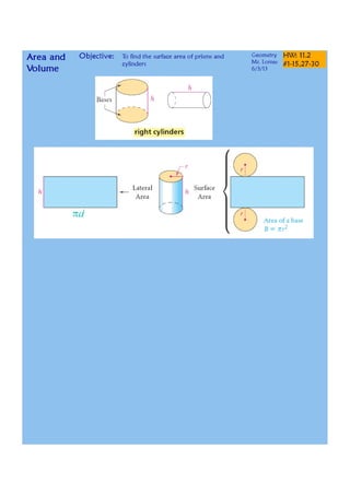 11-2 Surface Areas of Prisms and Cylinders.pdf | Physics | Science