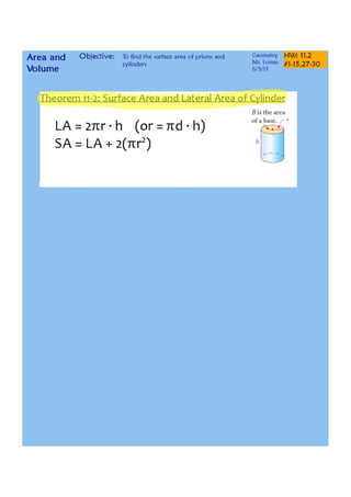 11-2 Surface Areas of Prisms and Cylinders.pdf | Physics | Science