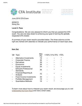 CFA Level II Results | PDF