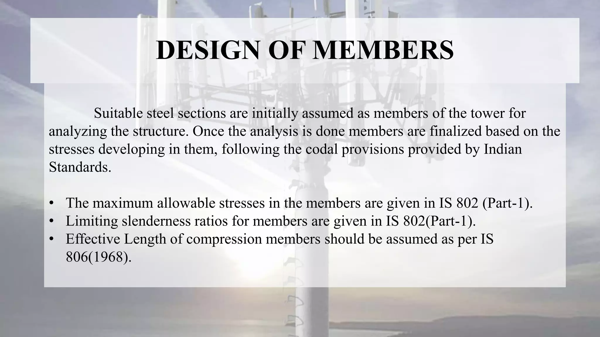 analysis and design of telecommunication tower | PPTX