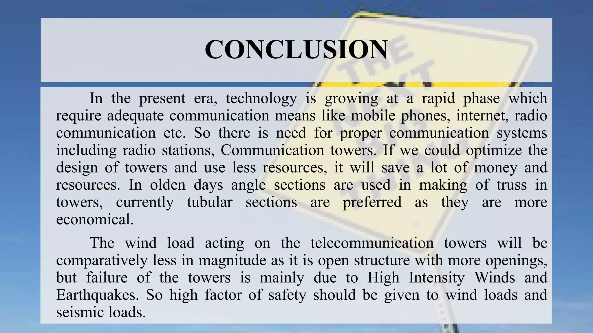 analysis and design of telecommunication tower | PPTX