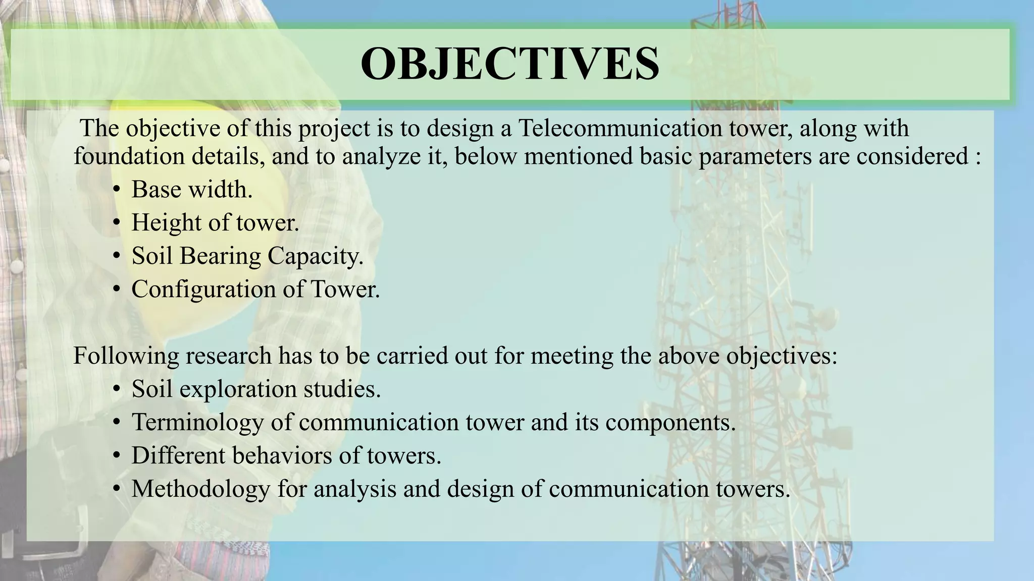 analysis and design of telecommunication tower | PPTX