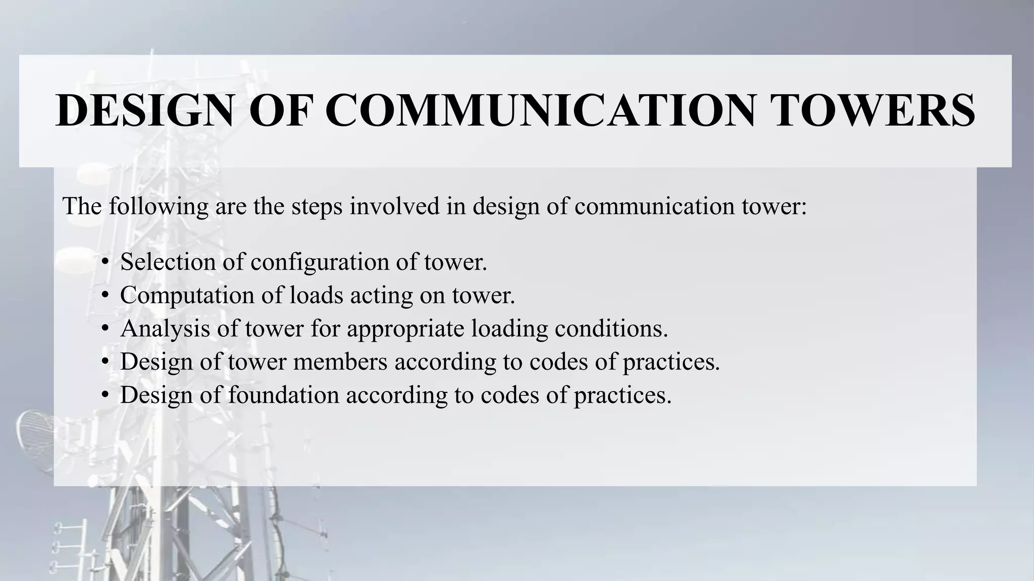 Analysis And Design Of Telecommunication Tower Pptx Civil Engineering Industry Industries