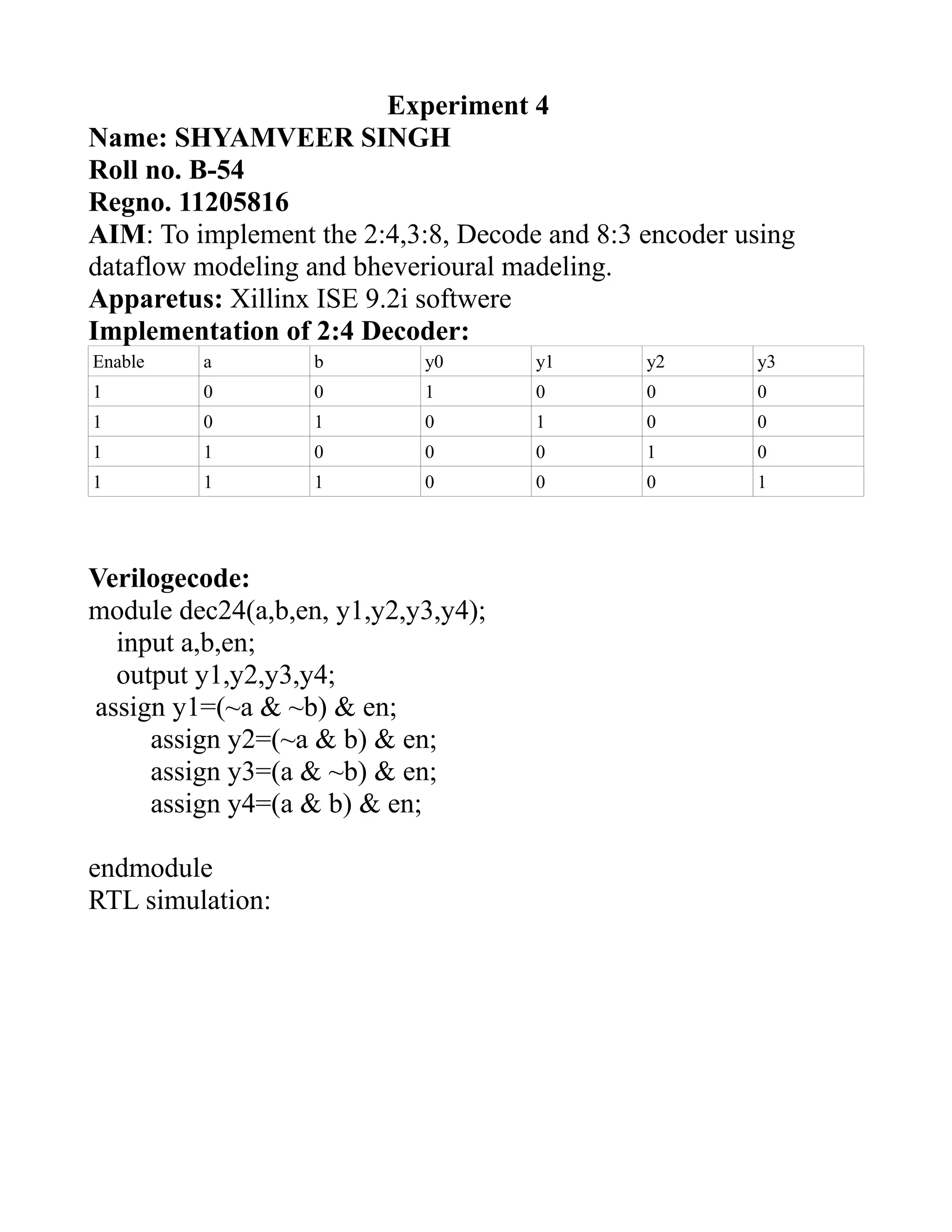 Verilog VHDL code Decoder and Encoder | PDF Verilog VHDL code Decoder and Encoder | PDF