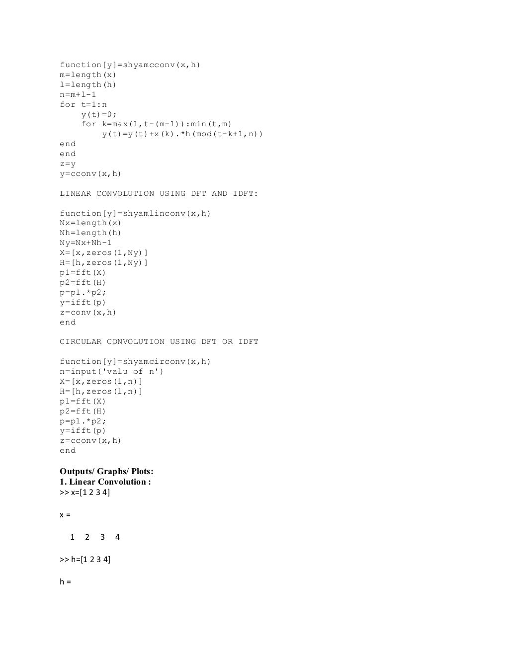 Circular Convolution Using Dft Matlab Code