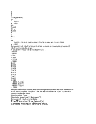 DFT and IDFT Matlab Code | PDF