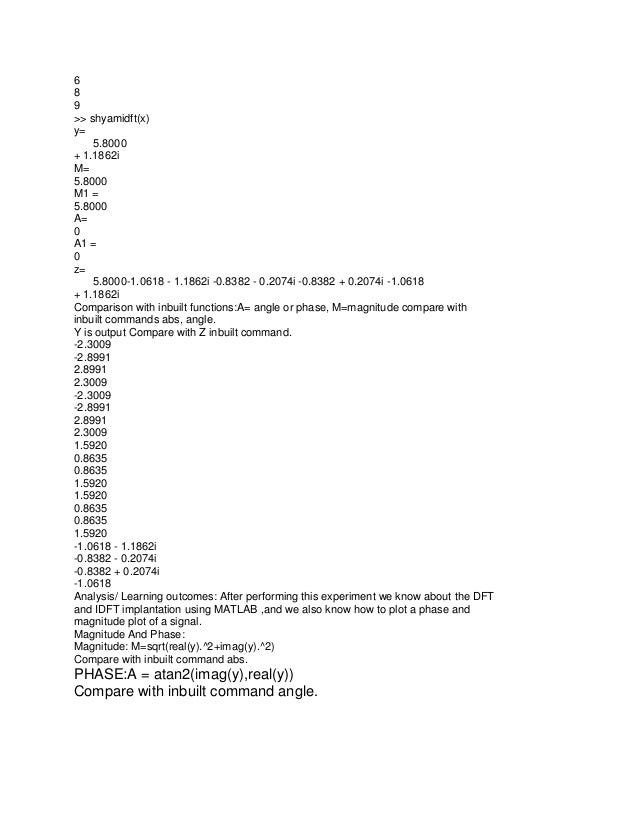 Dft And Idft Matlab Code 
