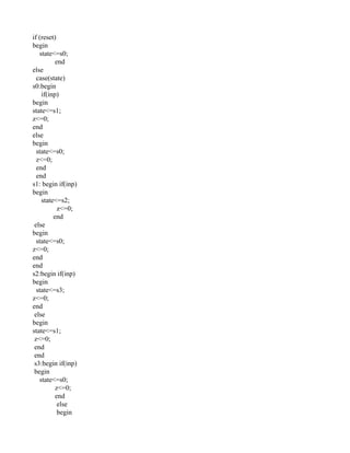 Sequence detector Verilog Code | PDF