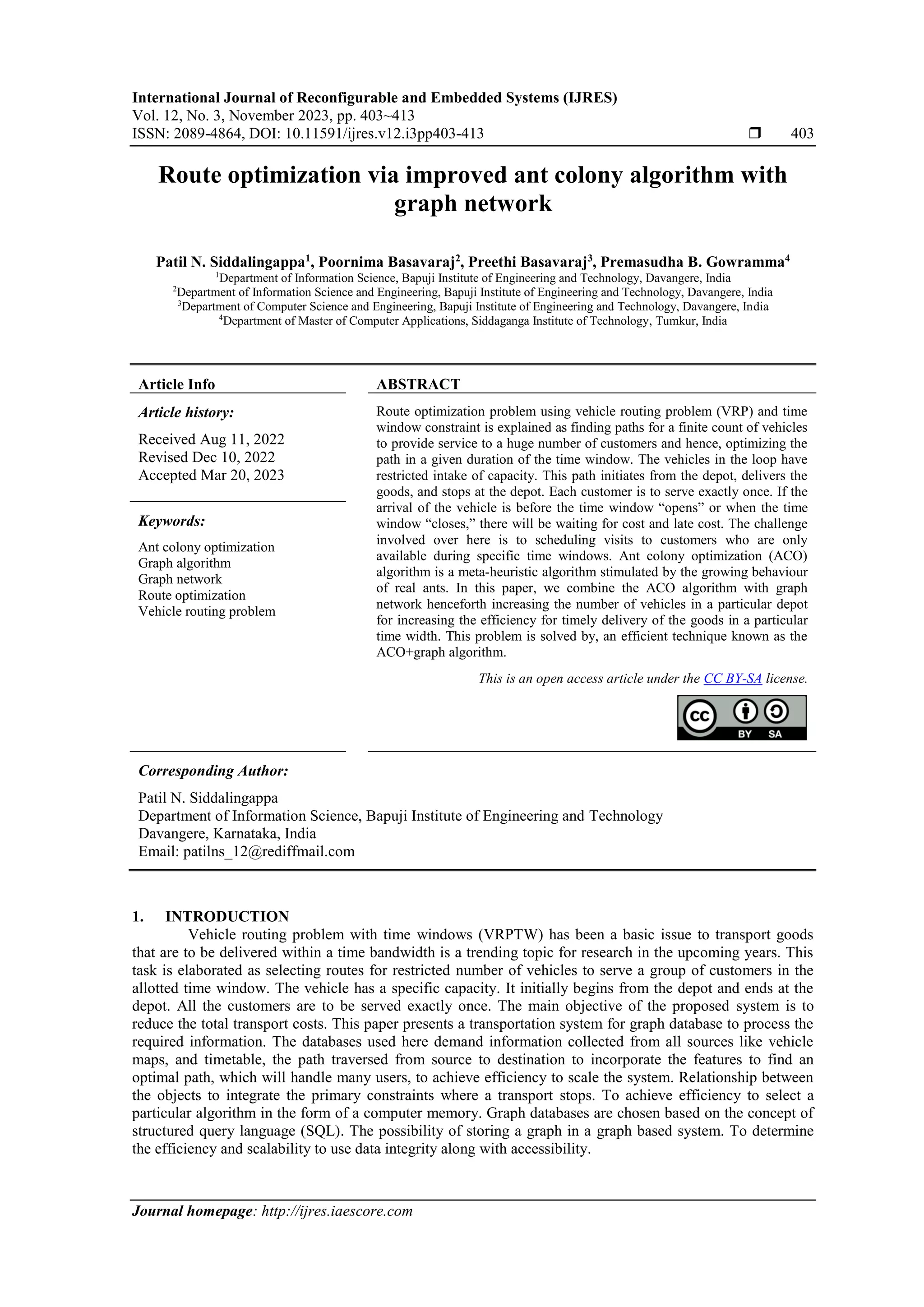 Route Optimization Via Improved Ant Colony Algorithm With Graph Network Pdf