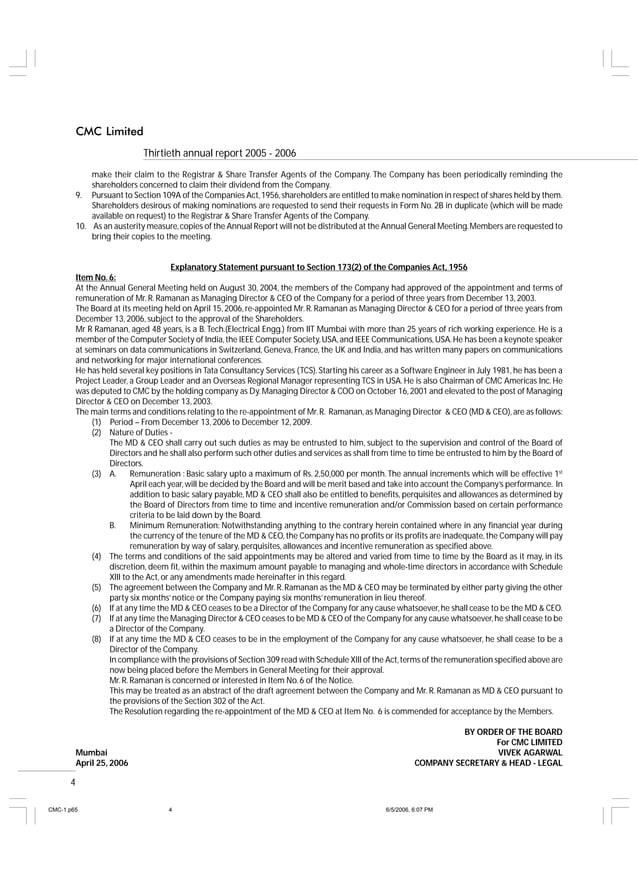 CMC Annual Report 2005 06 | PDF