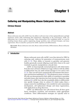 Stem Cells And Tissue Repair Methods And Protocols 2nd Ed Chrissa ...
