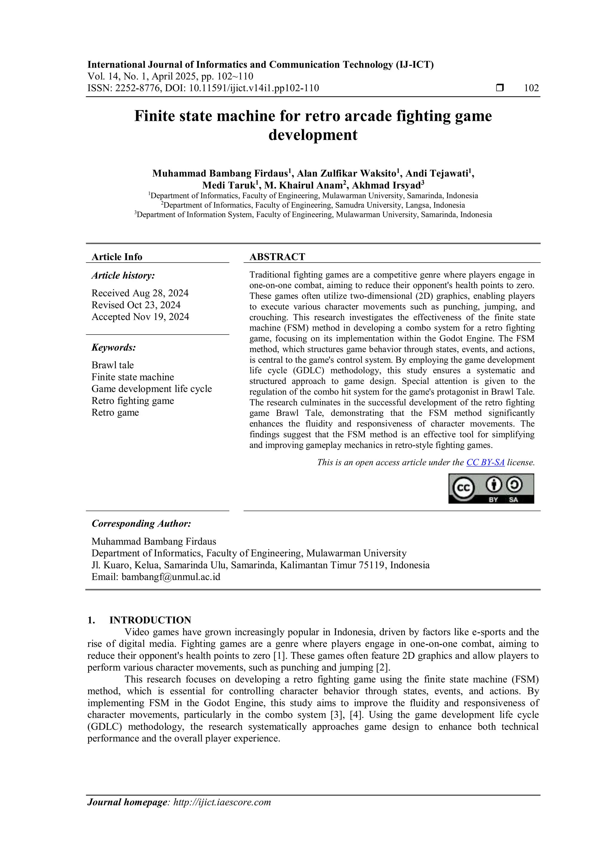Finite state machine for retro arcade fighting game development | PDF