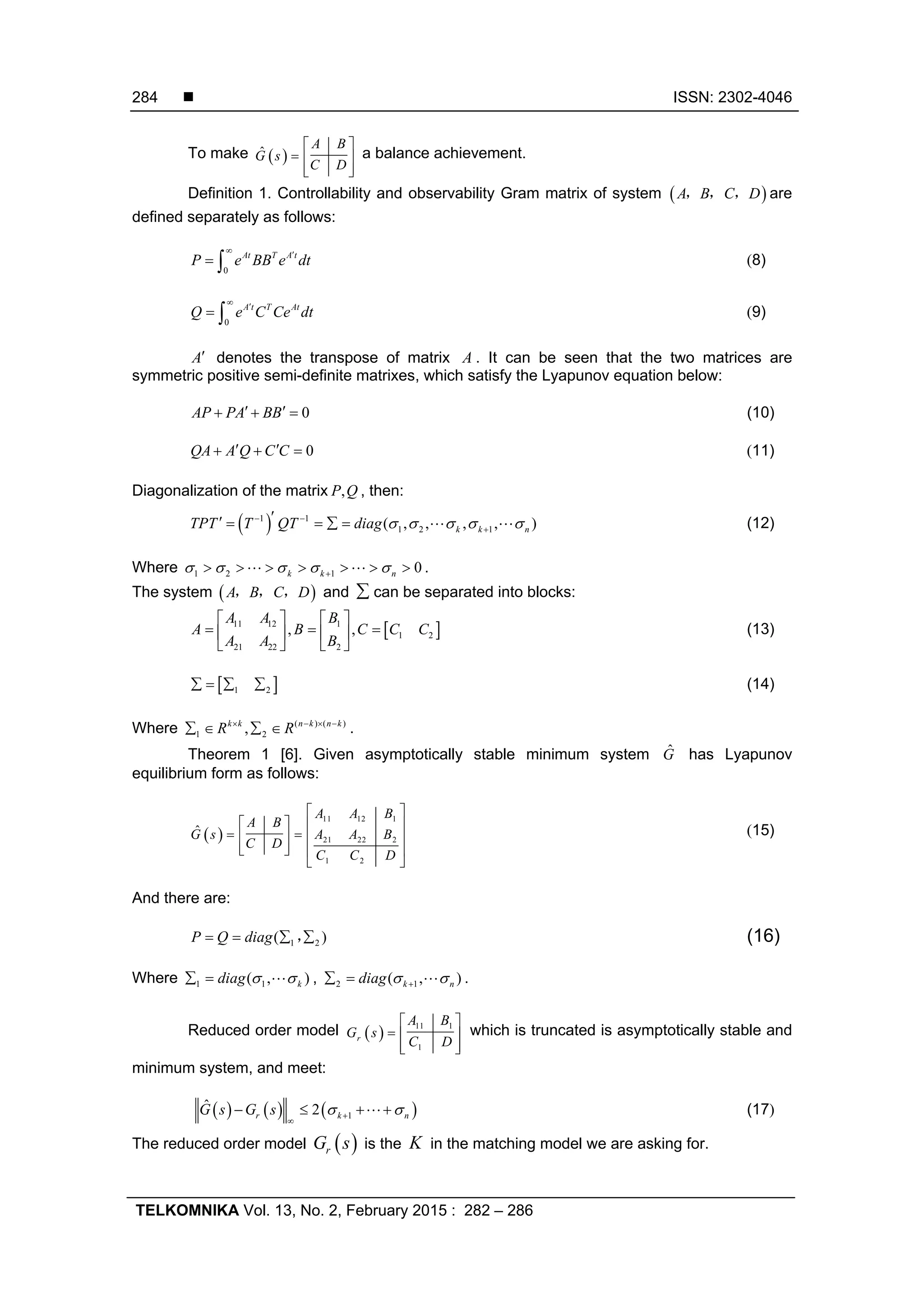 Solving Method of H-Infinity Model Matching Based on the Theory of the Model Reduction | PDF
