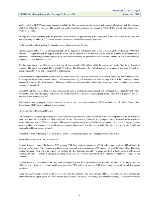 Duke Energy 3Q 05_Final_Transcript | PDF