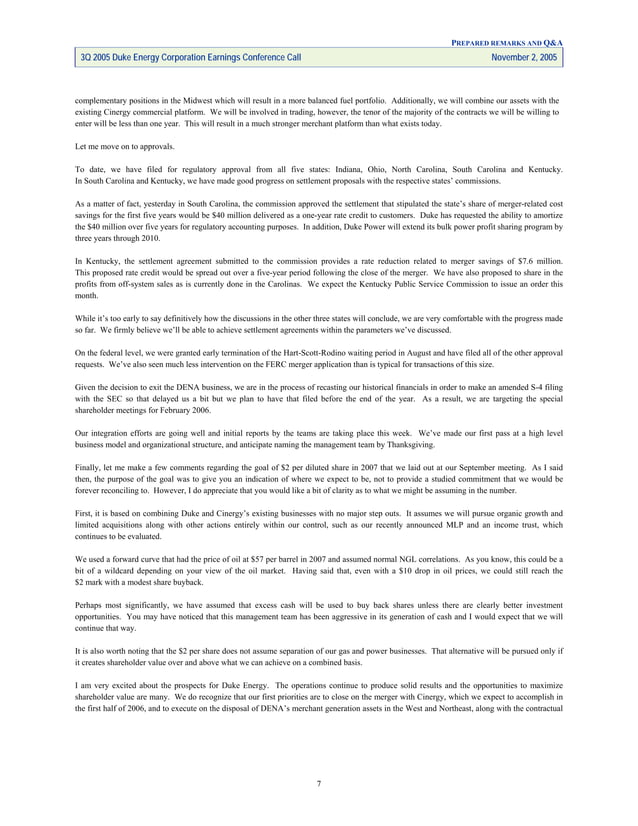Duke Energy 3Q 05_Final_Transcript | PDF