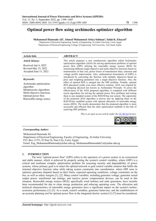 Optimal power flow using archimedes optimizer algorithm | PDF