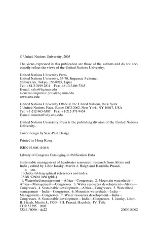 Sustainable Management Of Headwater Resources Research From Africa And ...