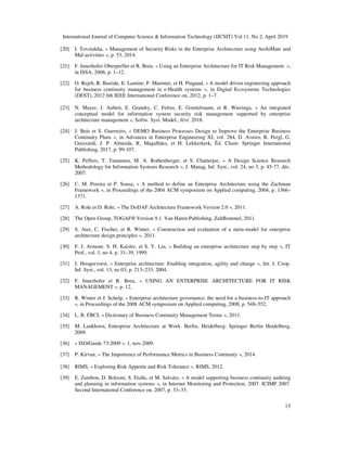 TOWARDS AN APPROACH FOR INTEGRATING BUSINESS CONTINUITY MANAGEMENT INTO ENTERPRISE ARCHITECTURE ...