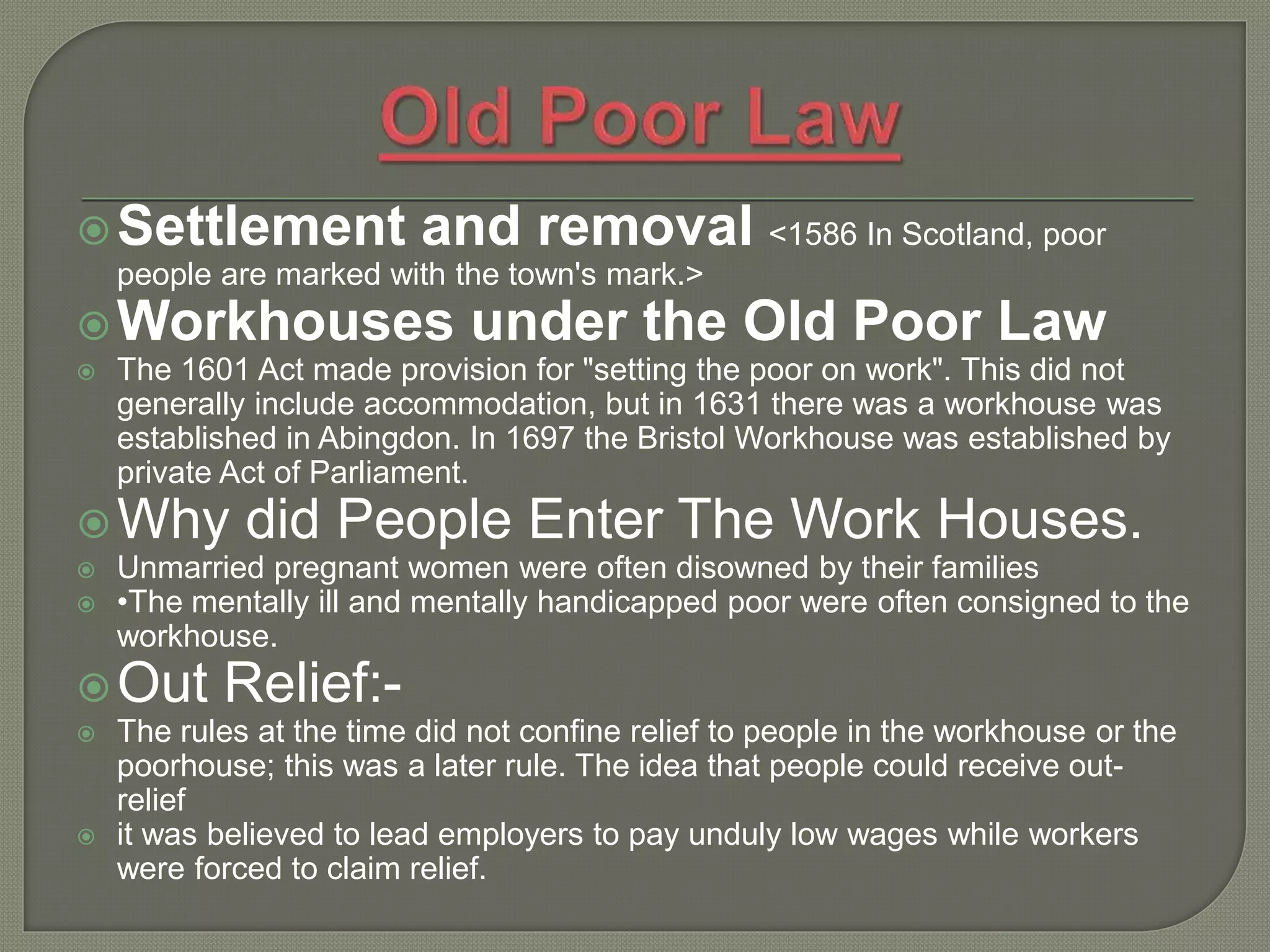 Evolution of social welfare policy Before and between 16th and 19th ...