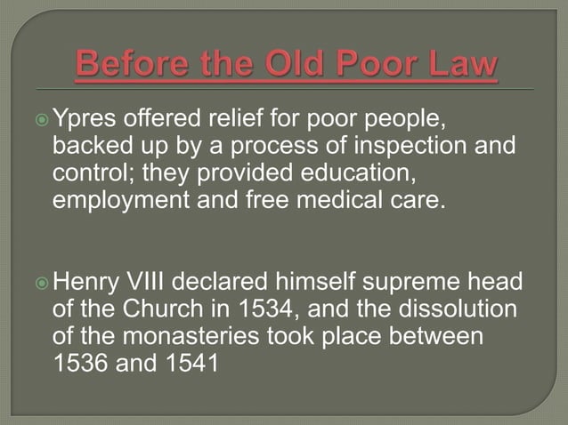 Evolution of social welfare policy Before and between 16th and 19th ...