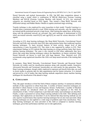 Overview of Machine Learning and Deep Learning Methods in Brain Computer Interface Research | PDF