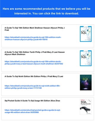 A Guide To Sql Eighth Edition 8th Edition Philip J Pratt Mary Z Last | PDF